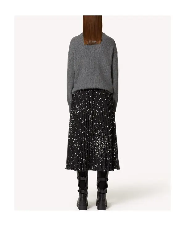 Red Valentino Pleated Midi Skirt With Star Print
