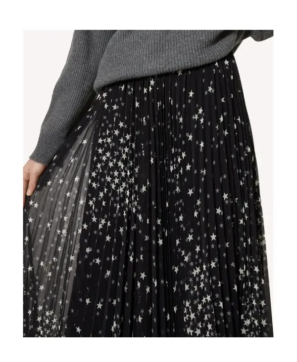 Red Valentino Pleated Midi Skirt With Star Print