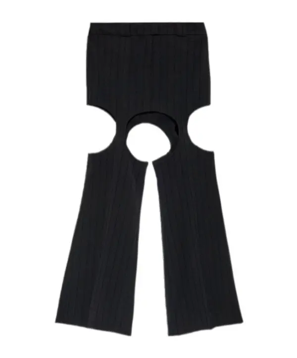 AVAVAV Cut-out Ribbed Pinstriped Skirt