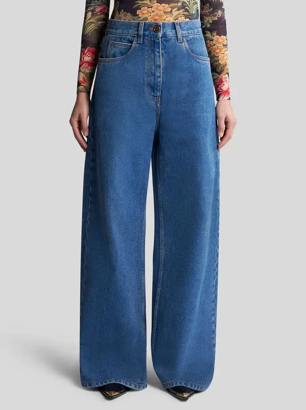 Etro High Waist Wide Leg Denim Jeans - Blue