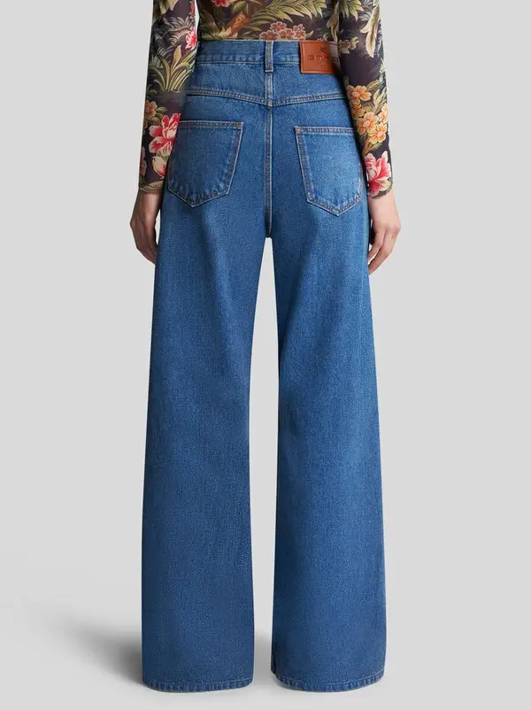 Etro High Waist Wide Leg Denim Jeans - Blue