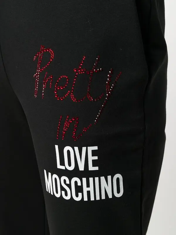 Moschino Rhinestone Embellished Logo Sweatpants