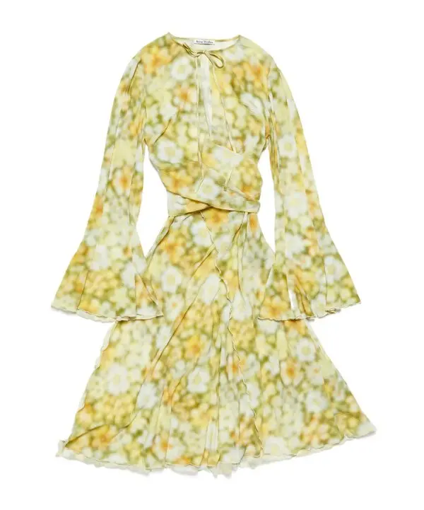 Acne Studios Abstract Print Wrap Midi Dress