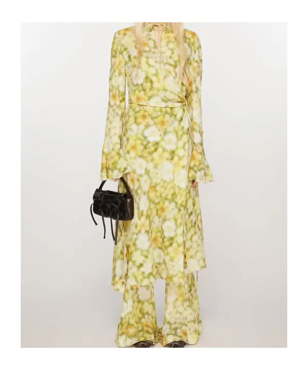 Acne Studios Abstract Print Wrap Midi Dress