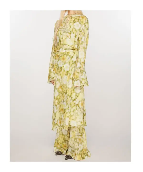 Acne Studios Abstract Print Wrap Midi Dress