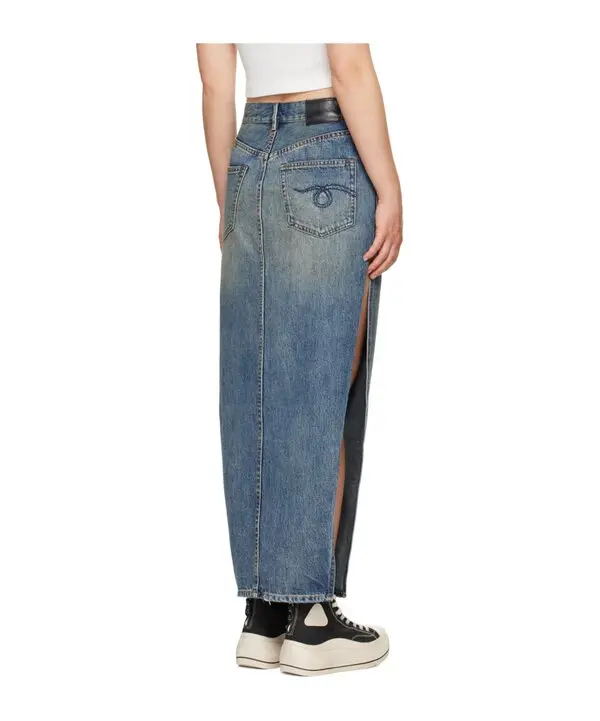 R13 Devon Side Slit Denim Maxi Skirt
