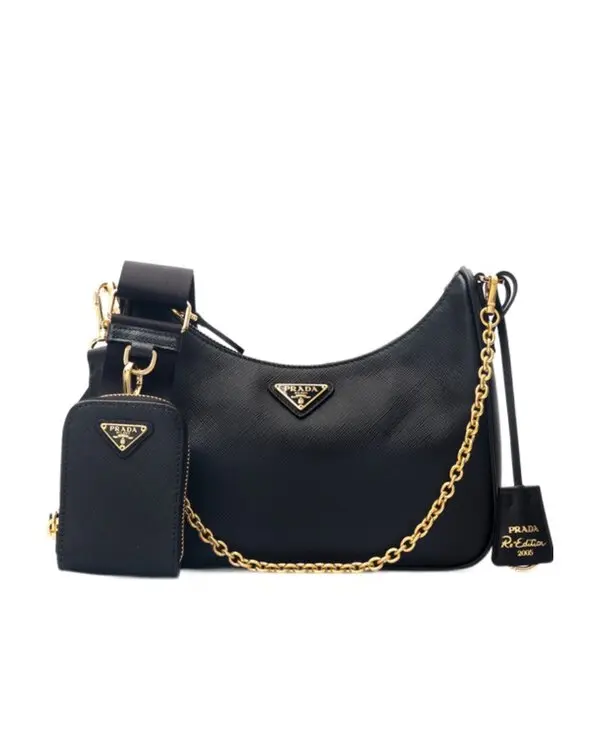 Prada Re-edition 2005 Zipper Shoulder Bag - Black