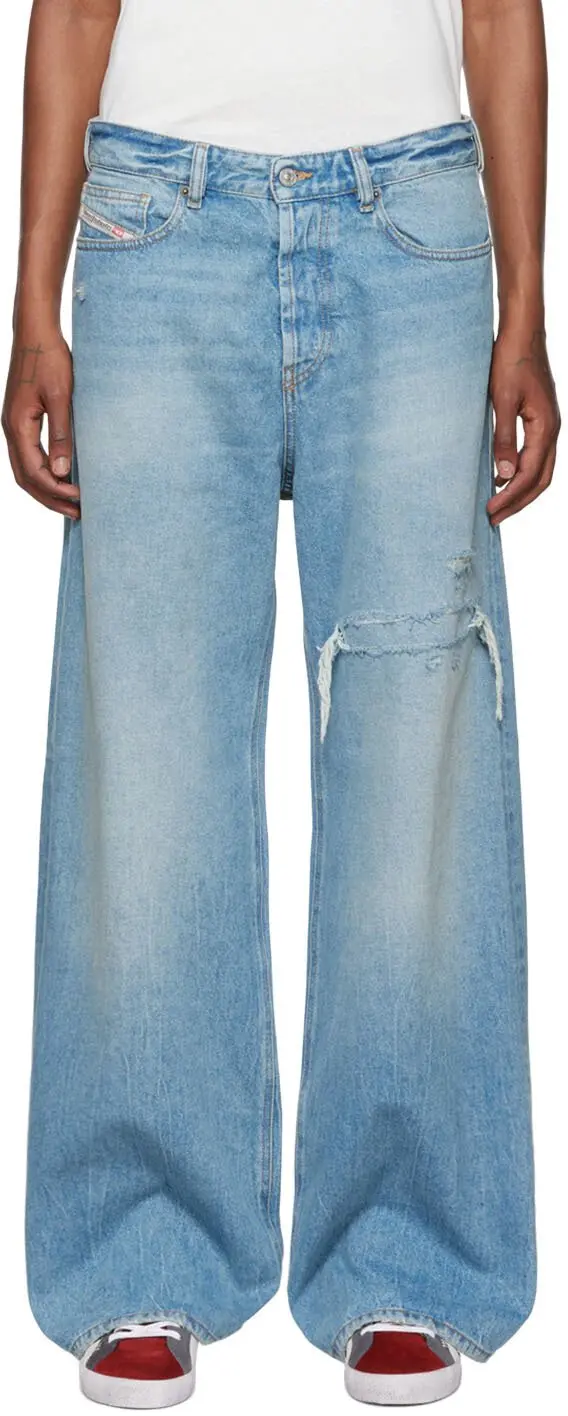 DIESEL® Wide-leg Distressed Jeans