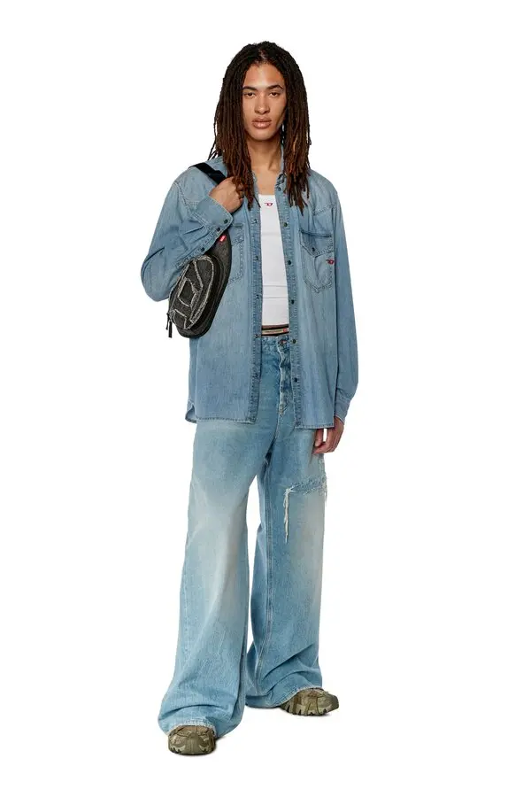 DIESEL® Wide-leg Distressed Jeans