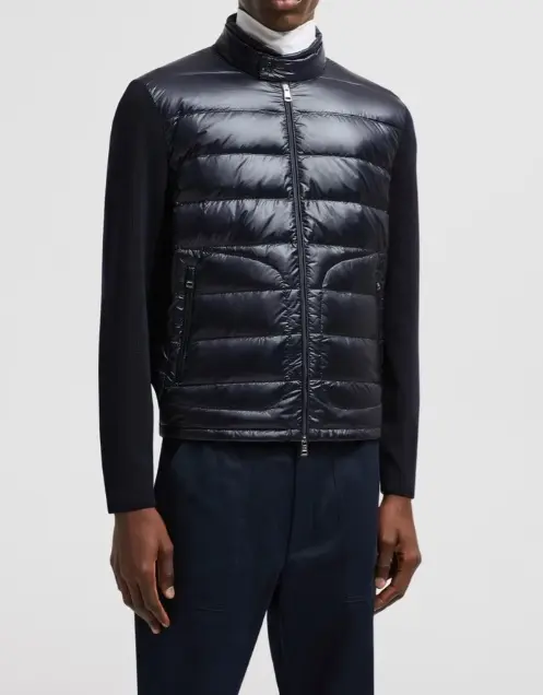 Moncler Zip-up Padded Jacket With High Neck - Blue