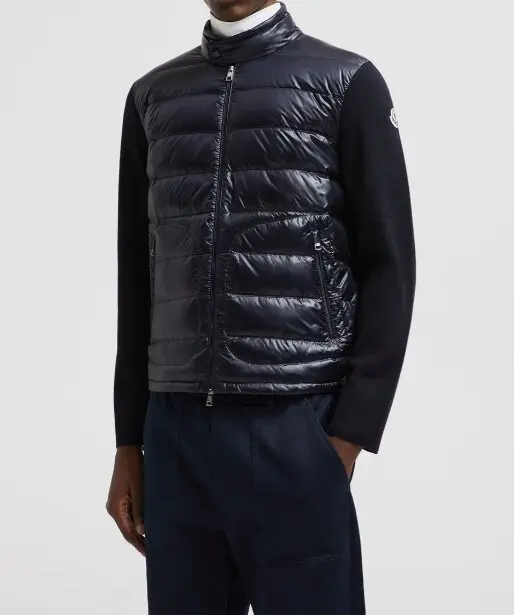 Moncler Zip-up Padded Jacket With High Neck - Blue
