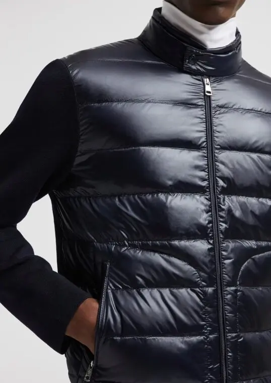 Moncler Zip-up Padded Jacket With High Neck - Blue
