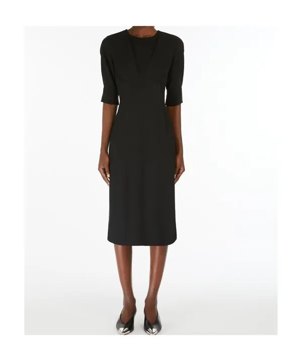 Sportmax Matte Satin Midi Dress With Short Sleeves
