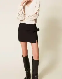 TWINSET Embroidered Crepe Blouse With V-neck And Geometric Details - White