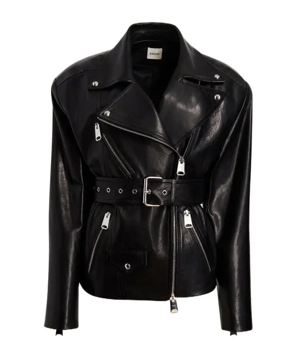 Khaite Fabbie Belted Leather Jacket