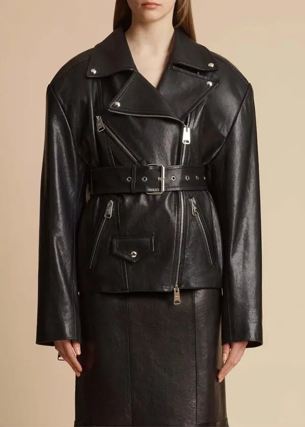 Khaite Fabbie Belted Leather Jacket