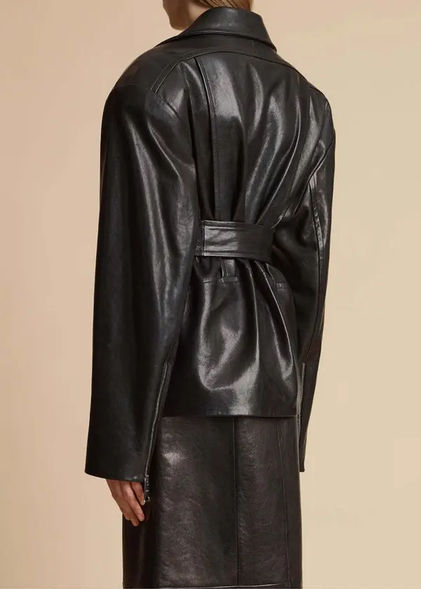 Khaite Fabbie Belted Leather Jacket