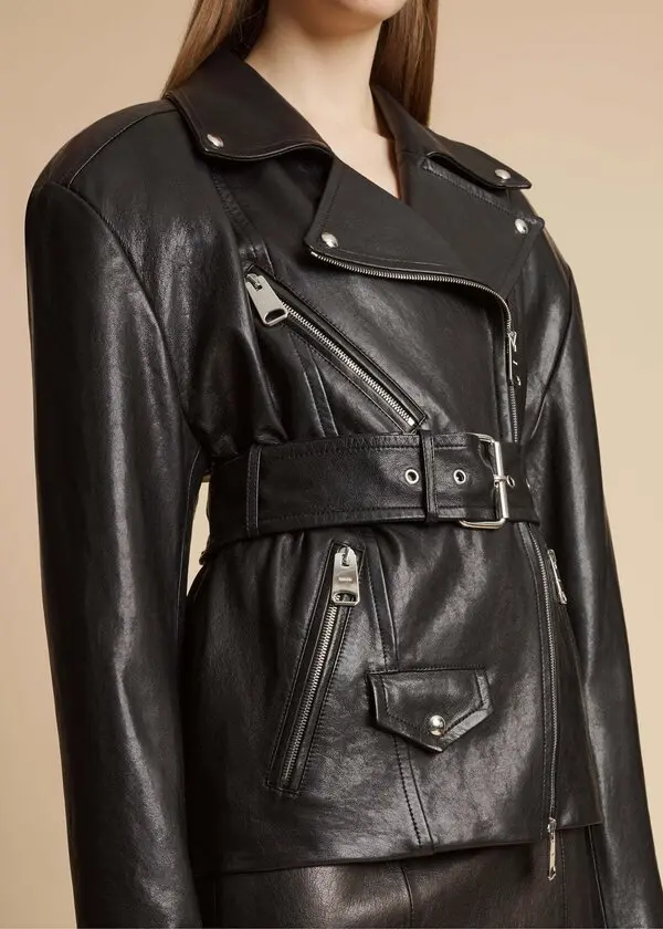 Khaite Fabbie Belted Leather Jacket