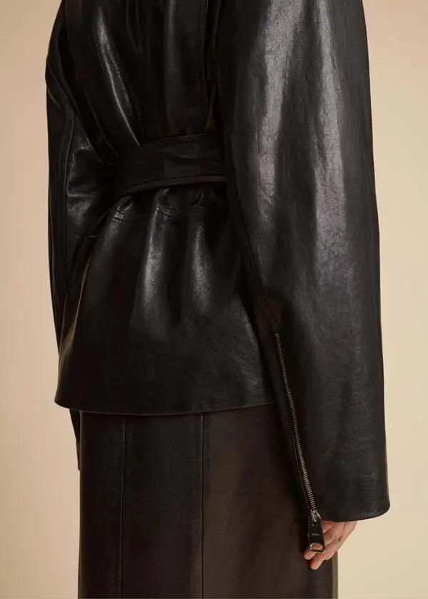 Khaite Fabbie Belted Leather Jacket