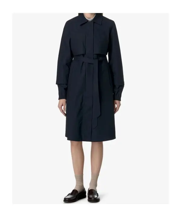 K-WAY Three-layer Cotton Poplin Trench Coat - Black