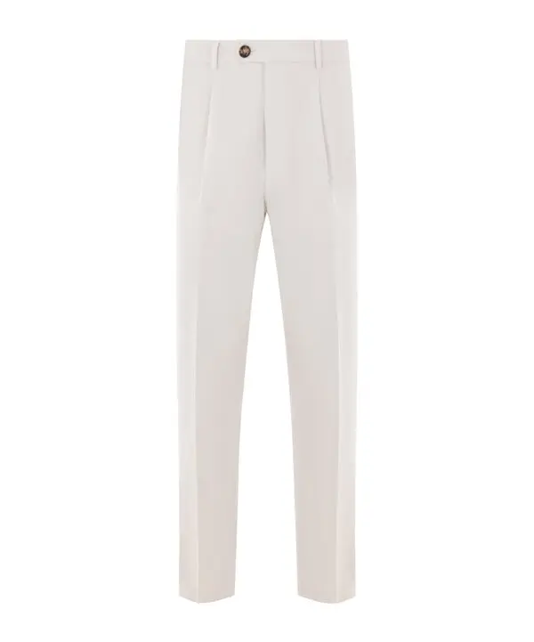 Brunello Cucinelli Leisure-fit Pleated Gabardine Trousers - White