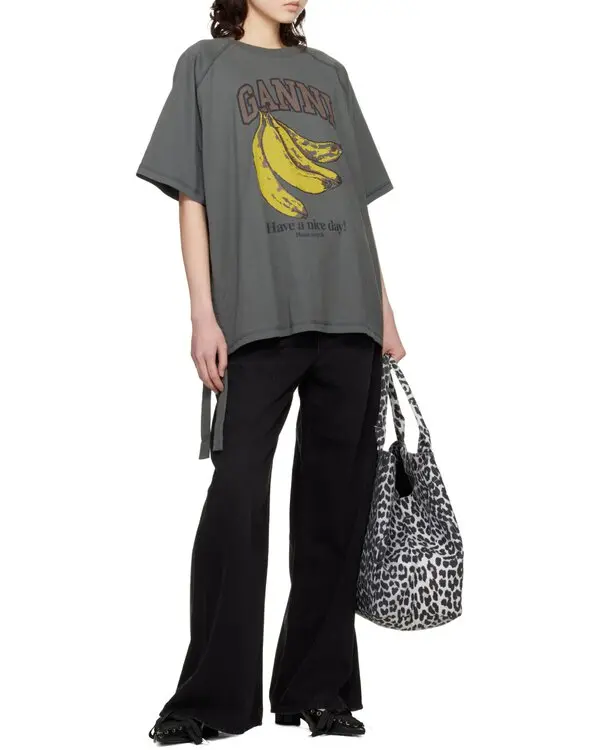 GANNI Banana Print T-shirt - Black