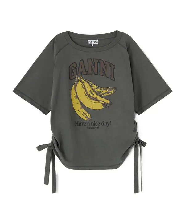 GANNI Printed Banana Raglan T-shirt - Black