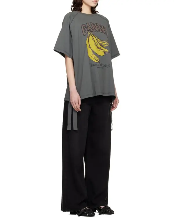 GANNI Printed Raglan T-shirt - Black