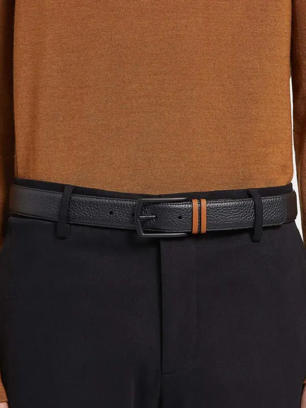 Zegna Stripe Detailed Buckle Belt