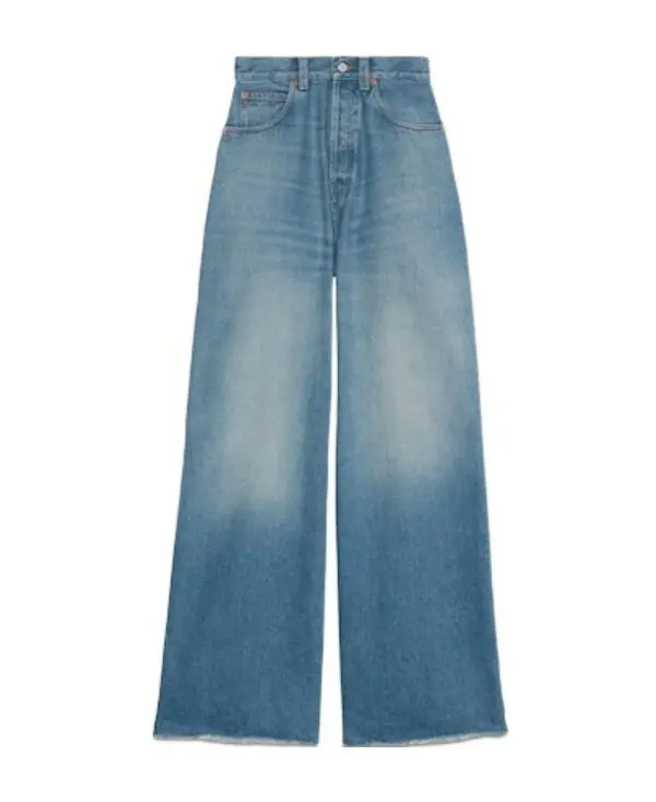 Gucci Horsebit Raw Cut Hem Wide Leg Jeans