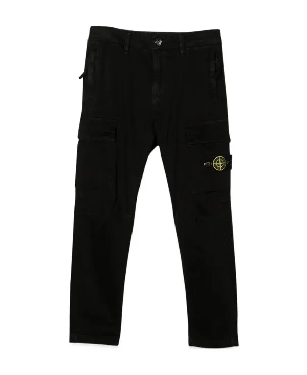 Stone Island Logo Detail Cargo Trousers - Black