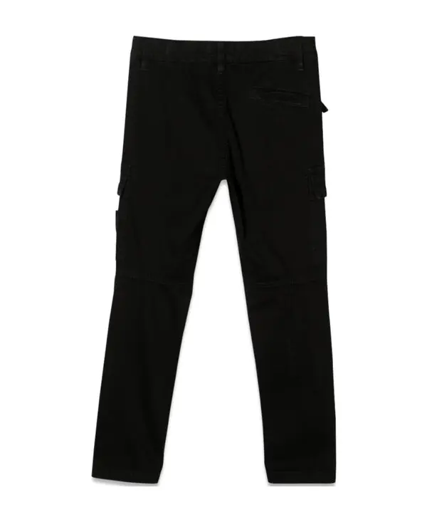 Stone Island Logo Detail Cargo Trousers - Black