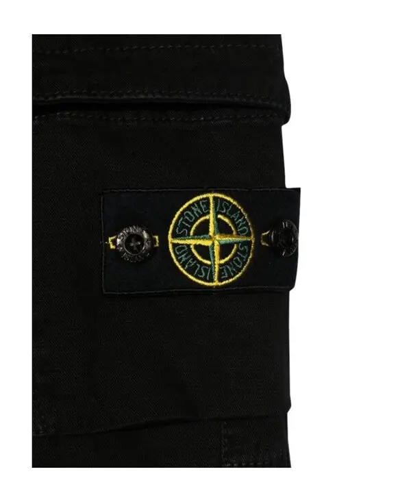 Stone Island Logo Detail Cargo Trousers - Black