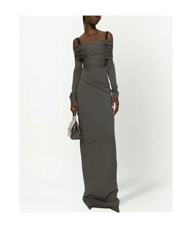 Dolce & Gabbana Long Sleeve Off-shoulder Milano Rib Dress