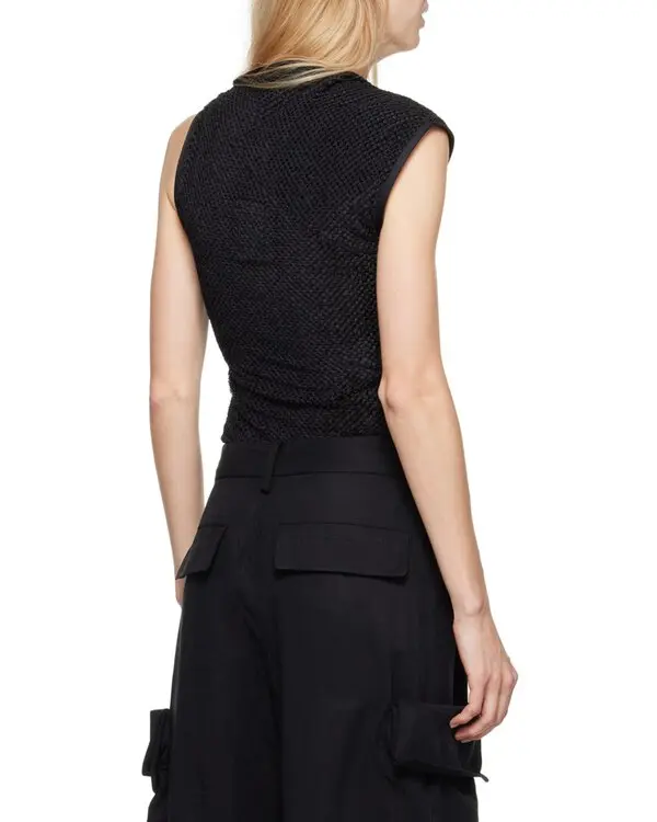 Y3 Asymmetrical Knit Top With Zipper Closure