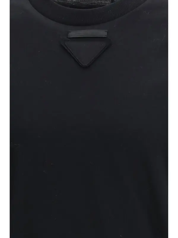 Prada Triangle-patch Crewneck T-shirt - Black