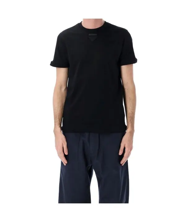 Prada Triangle-patch Crewneck T-shirt - Black