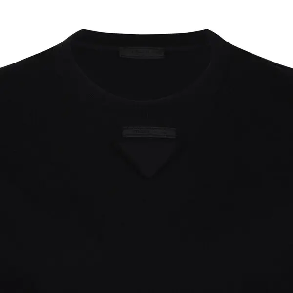 Prada Triangle-patch Crewneck T-shirt - Black