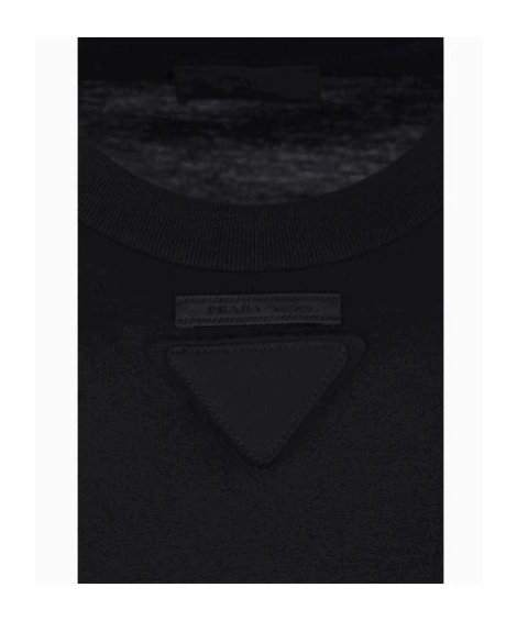 Prada Triangle-patch Crewneck T-shirt - Black