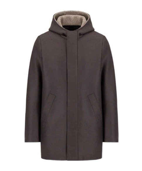 Harris Wharf London Hooded Funnel-neck Coat - Graphite