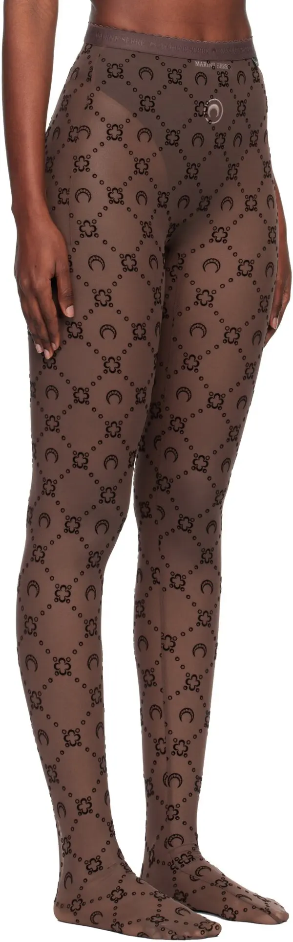 MARINE SERRE Moon-floral Flocked Mesh Tights