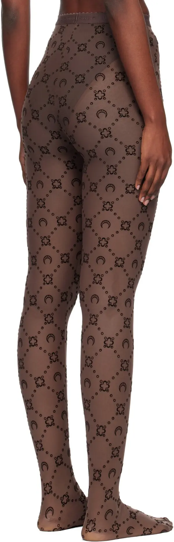 MARINE SERRE Moon-floral Flocked Mesh Tights