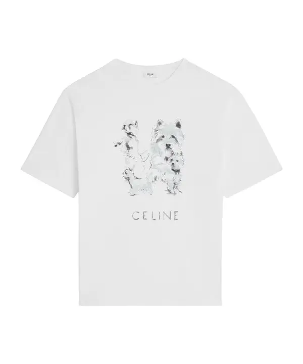 Celine Oversized Cotton Jersey T-shirt With Graphic Print