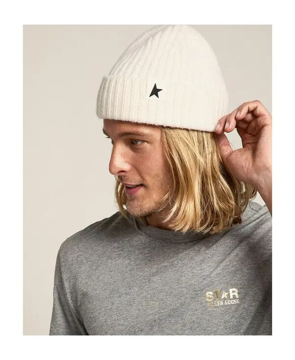 GOLDEN GOOSE Ribbed Beanie With Star Patch