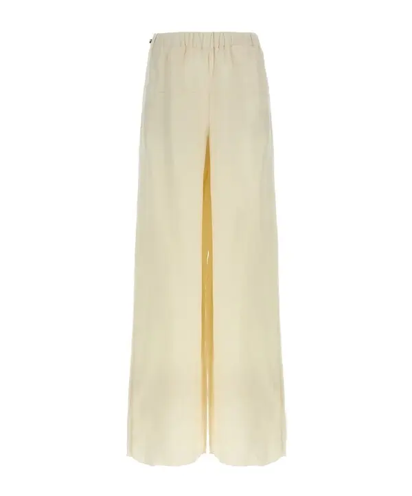Max Mara Onore Wide Leg Pants In Washed Linen And Silk Twill