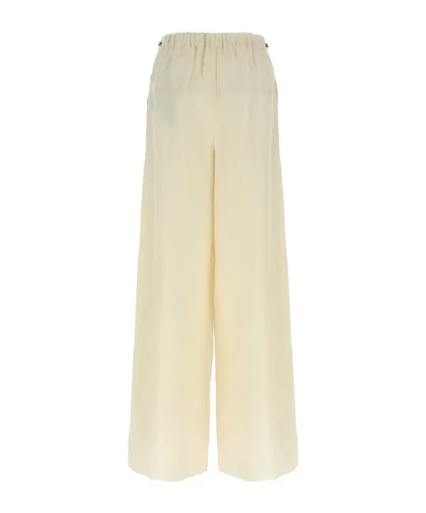 Max Mara Onore Wide Leg Pants In Washed Linen And Silk Twill