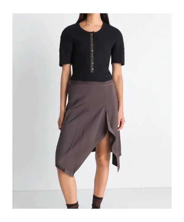 LEMAIRE Ribbed Knit Henley Top - Black