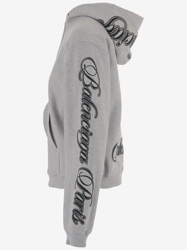 Balenciaga Cursive Zip-up Hoodie - Gray