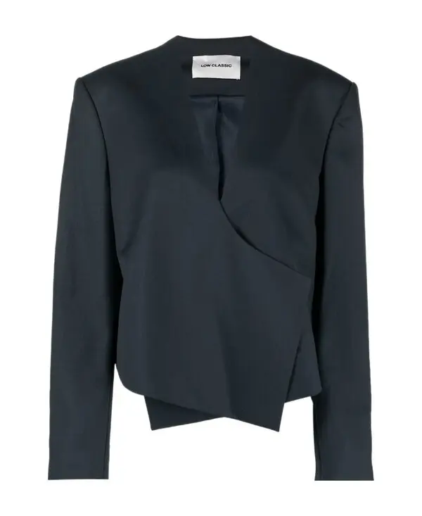 LOW CLASSIC Asymmetrical Layered Cropped Blazer - Black