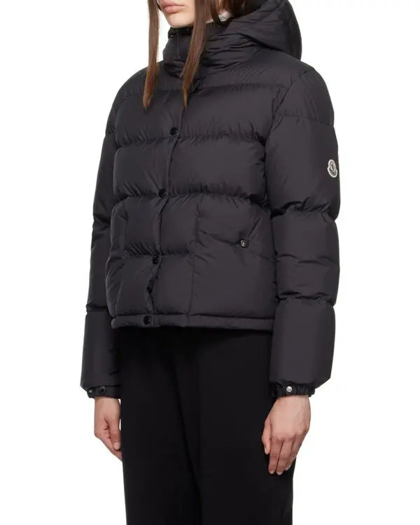 Moncler Ebre Logo Embroidered Hooded Down Jacket